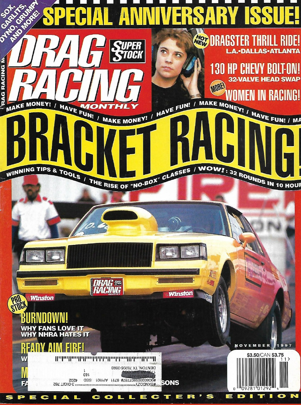 DRAG RACING MONTHLY 1997 NOV - BRACKET RACING, RACING LADIES, INDY 67 ...