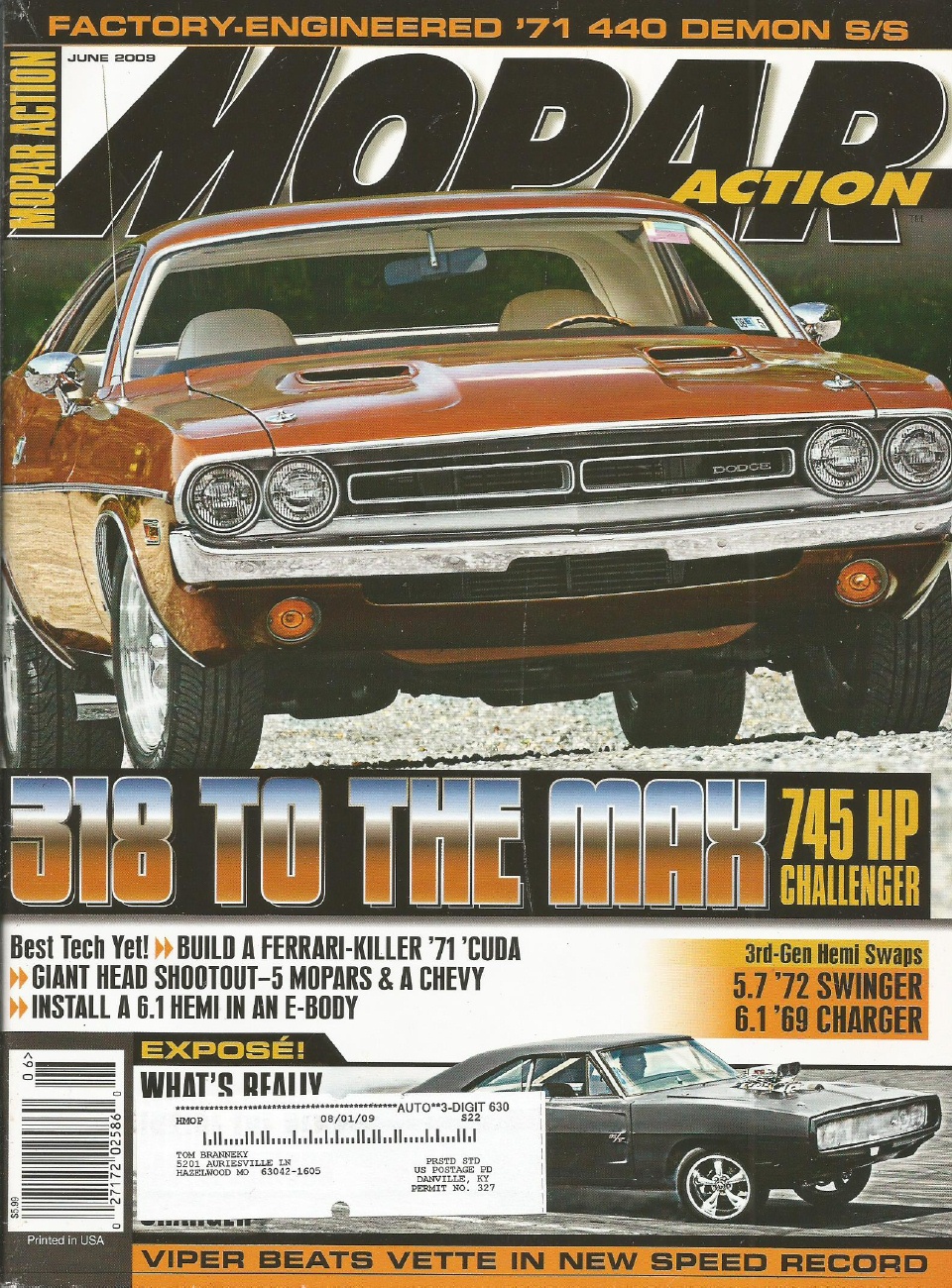 MOPAR ACTION 2009 APR - NEW CHALLENGER DROPTOP & DART 6-PACK, COKE ...