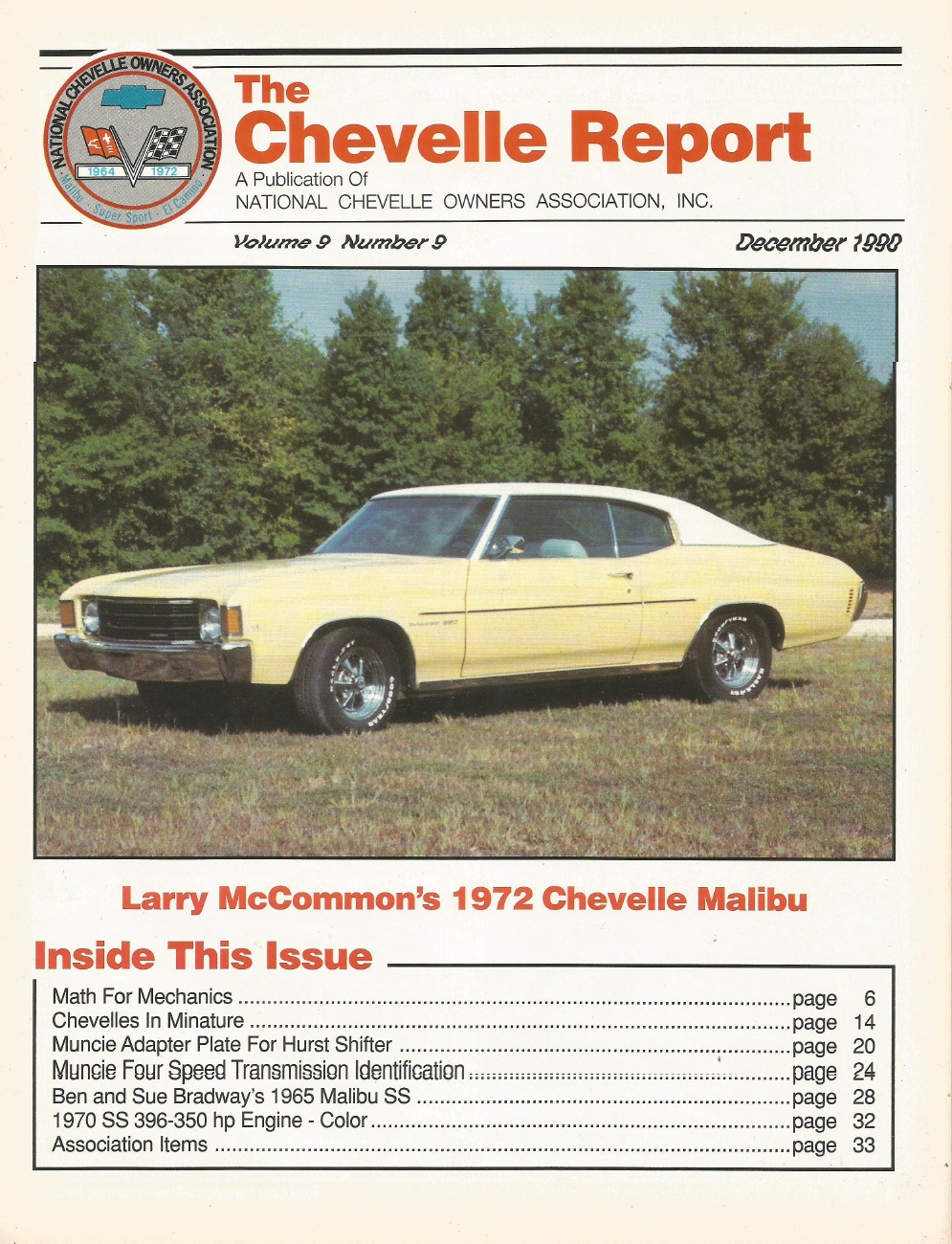 THE CHEVELLE REPORT 1990 DEC - '70 SS396, '65 MALIBU SS, MUNCIE HURST ...