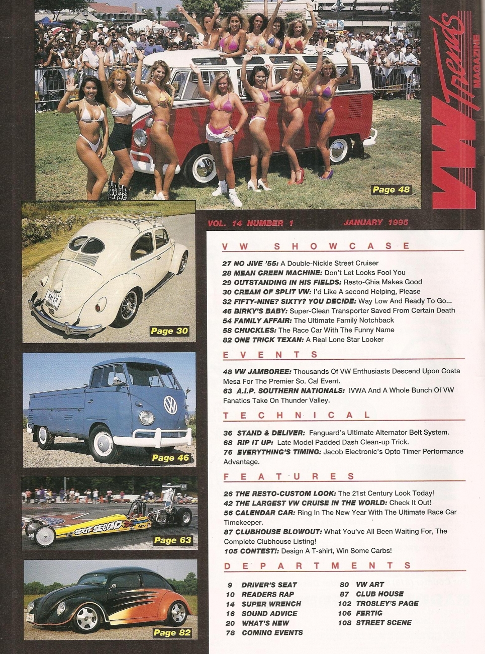 VW TRENDS 1995 JAN - VW JAMBOREE, 60 SINGLE CAB, 53 SPLIT WINDOW, IVWA ...