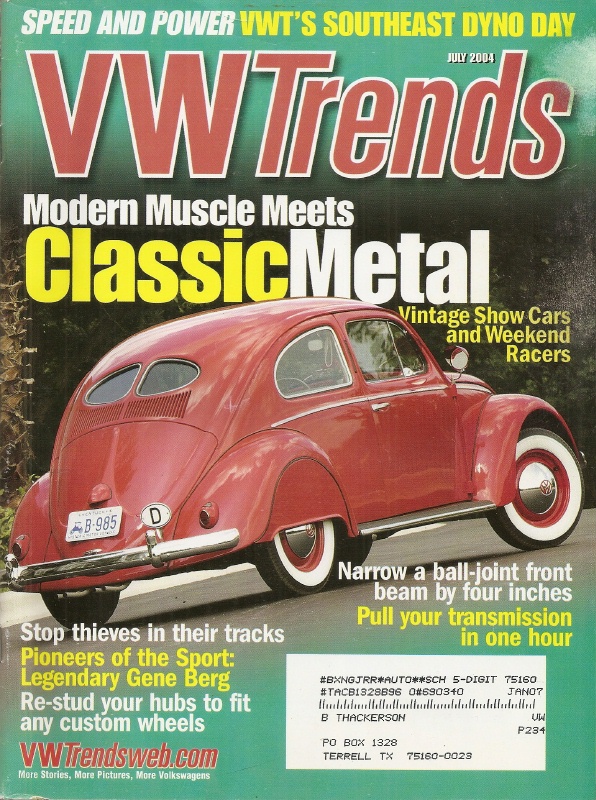 VW TRENDS 2004 JULY - GENE BERG, HUB RE-STUDDED, NARROW A BALL-JOINT ...