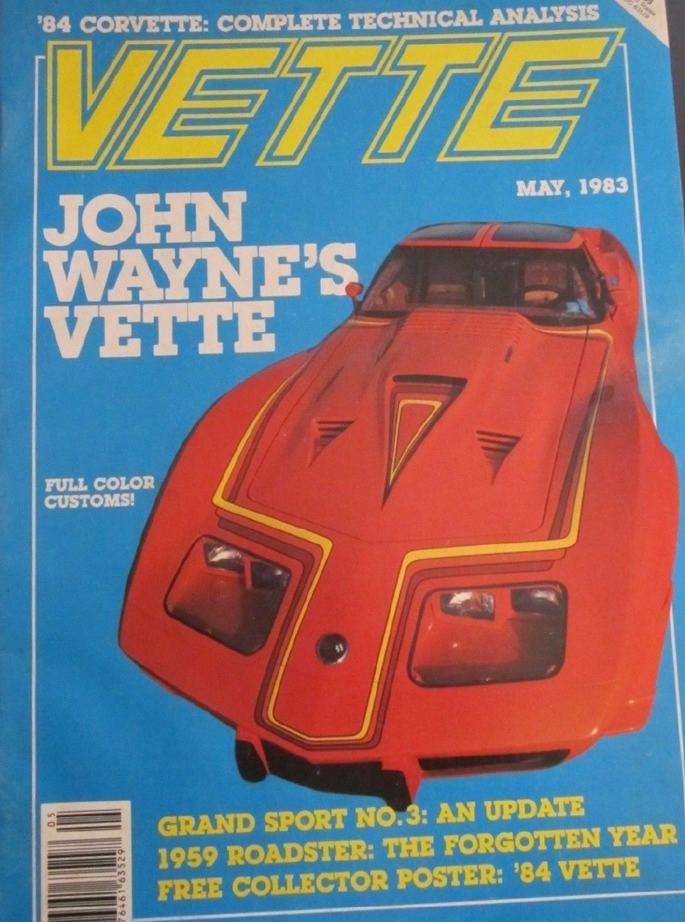 VETTE 1983 MAY - GRAND SPORT #3, STUDY OF NEW VETTE, JOHN WAYNEs TOY ...