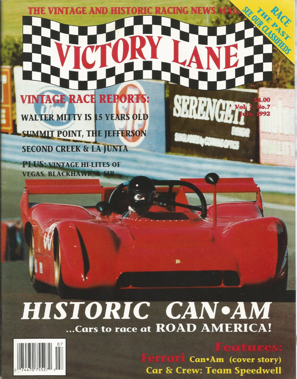 VICTORY LANE 1992 JULY - THE VINTAGE & HISTORIC RACING NEWS MAGAZINE ...